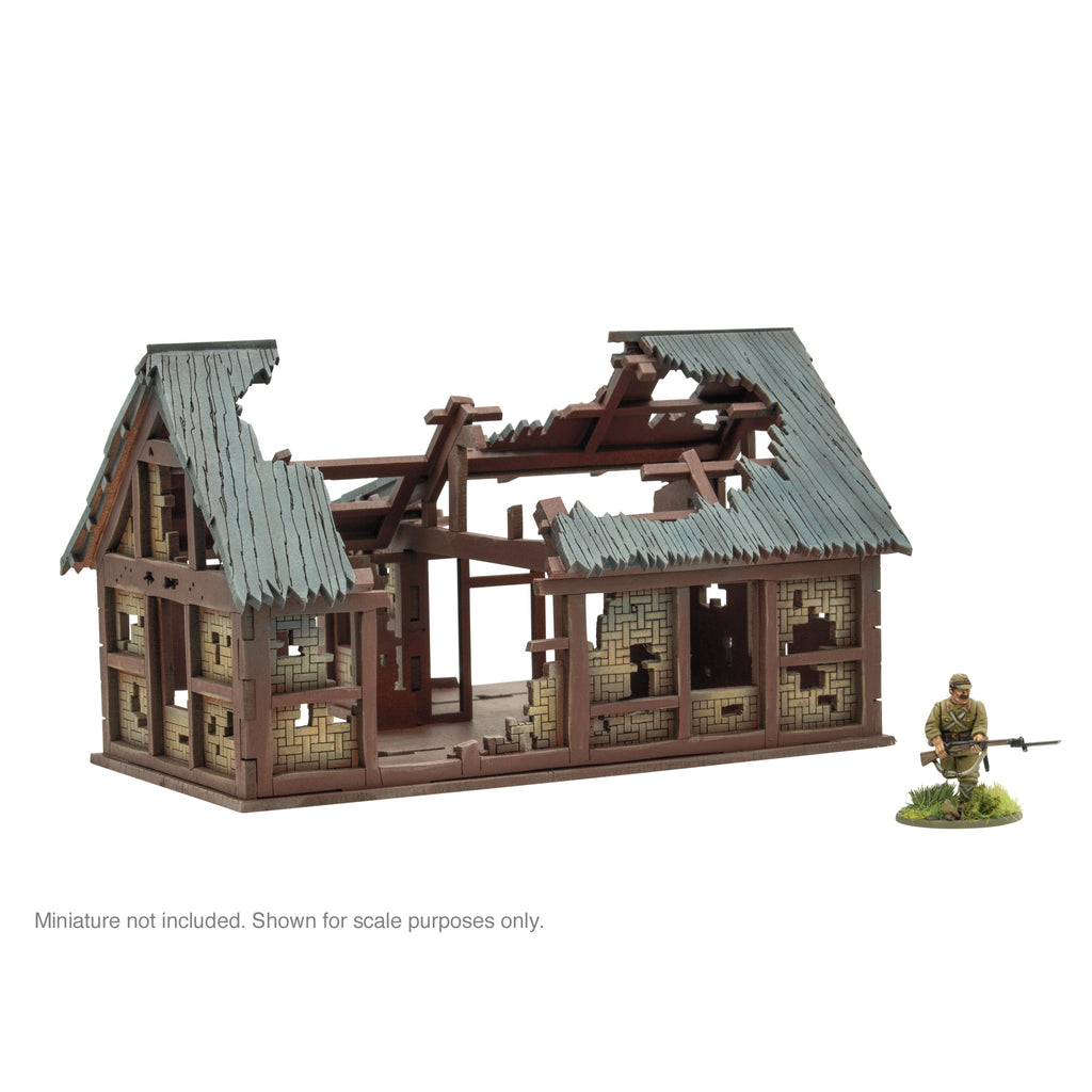 Pacific Theatre L shaped building ruins – Warlord Games US & ROW