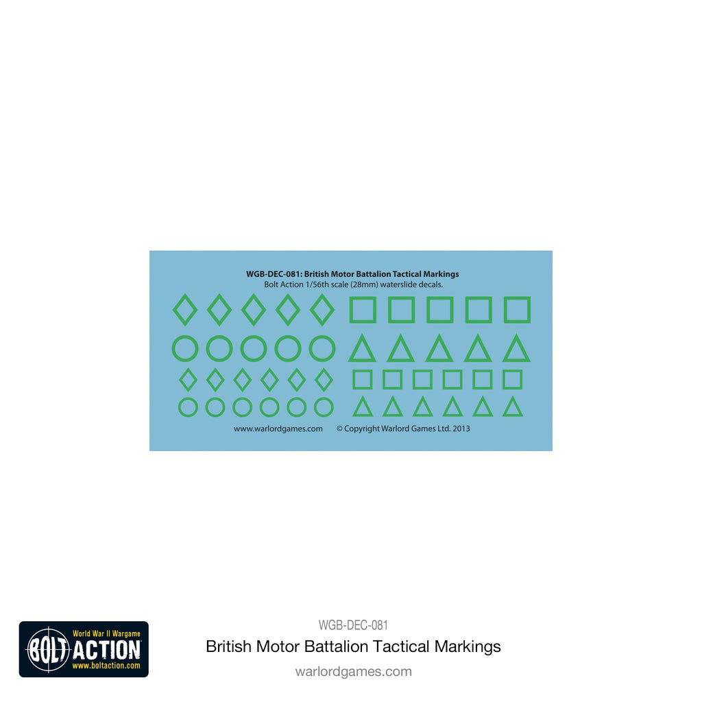 British Motor Battalion Tactical Markings – Warlord Games US & ROW
